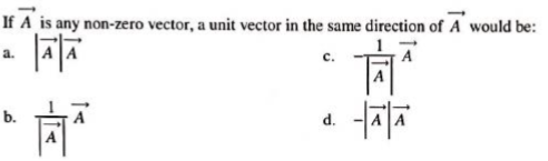 Solved If A is any non-zero vector, a unit vector in the | Chegg.com