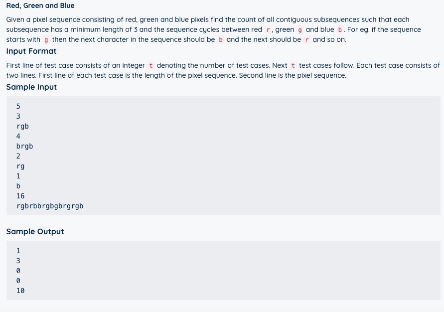 Solved Red, Green and Blue Given a pixel sequence consisting | Chegg.com