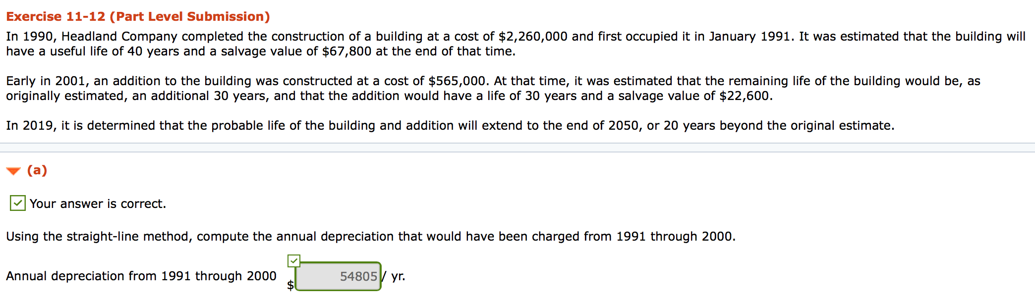 Solved Exercise 11-12 (Part Level Submission) In 1990, | Chegg.com