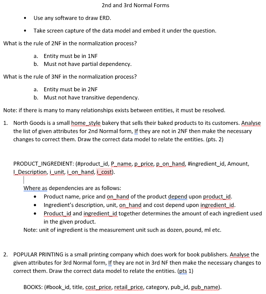 Solved 2nd and 3rd Normal Forms - Use any software to draw | Chegg.com