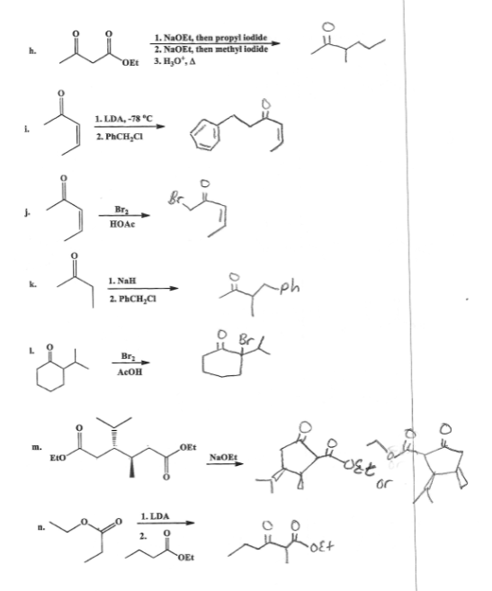 Solved h. 3. H2O+,A i. 2. PhCH2Cl 1. LDA,−78∘C= j. k. เ. | Chegg.com