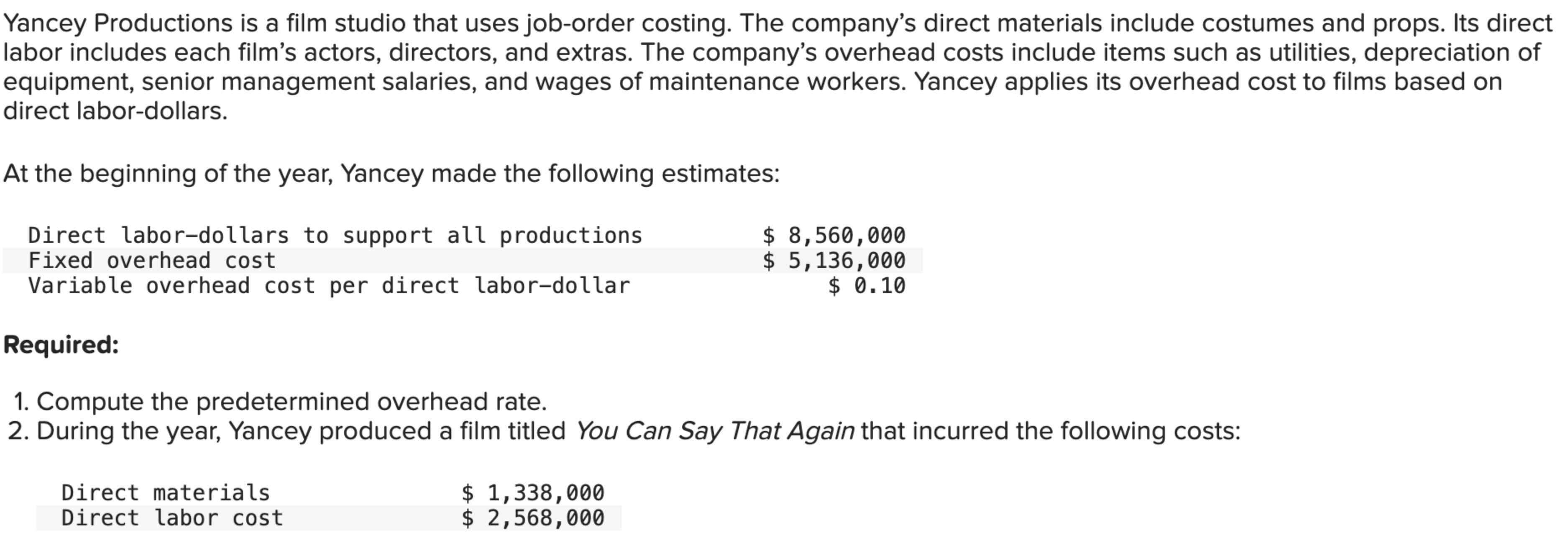 Solved find the Predetermined overhead rate ____ ﻿per DL$ | Chegg.com