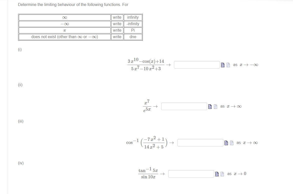 Solved Determine the limiting behaviour of the following | Chegg.com