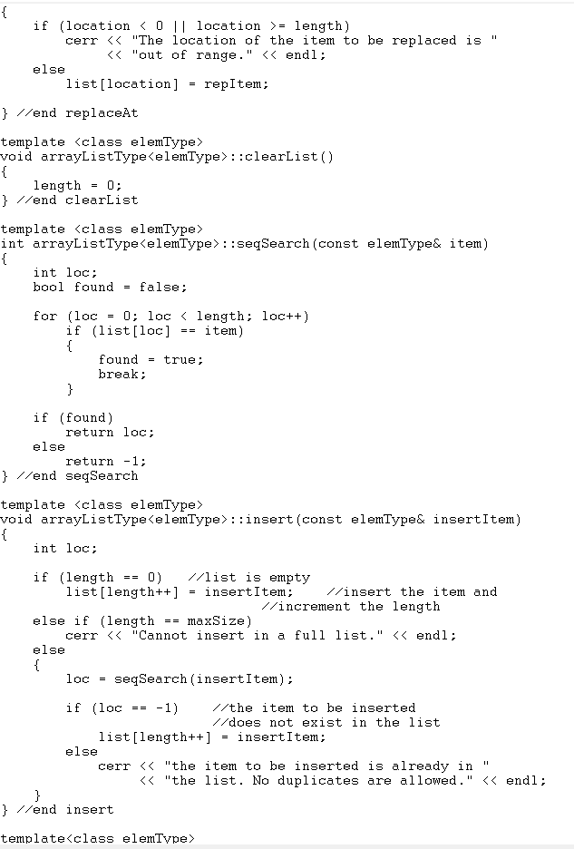 Solved Here is the arraylisttype.h file for you reference | Chegg.com