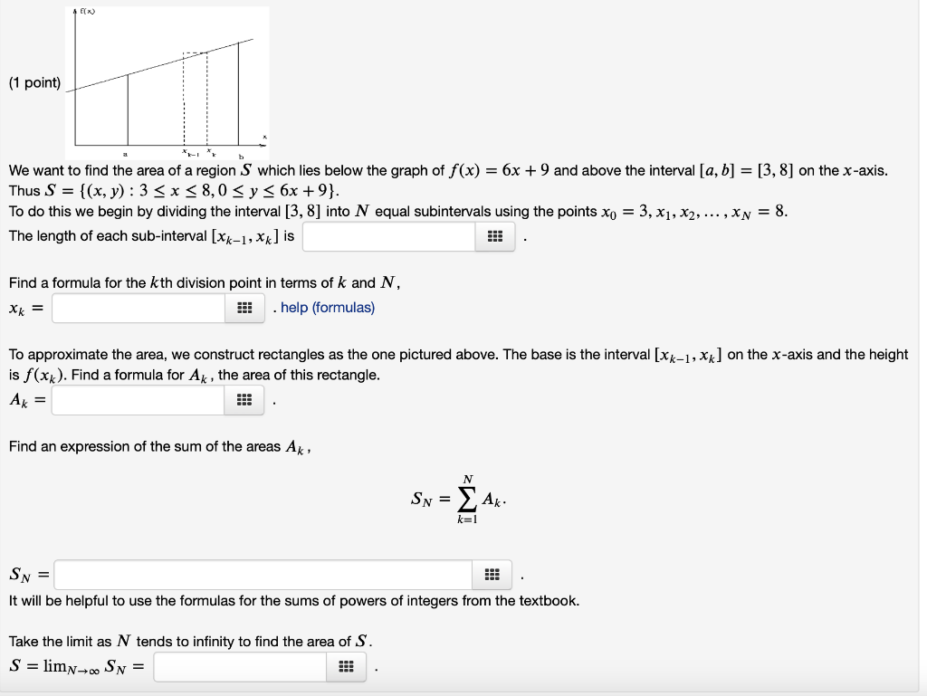 Solved (1 point) Use the formulae | Chegg.com