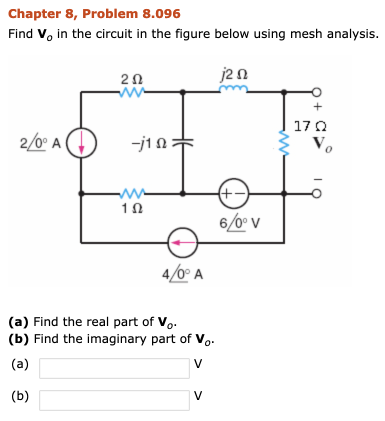 Solved Chapter 8, Problem 8.096 Find Vo in the circuit in | Chegg.com