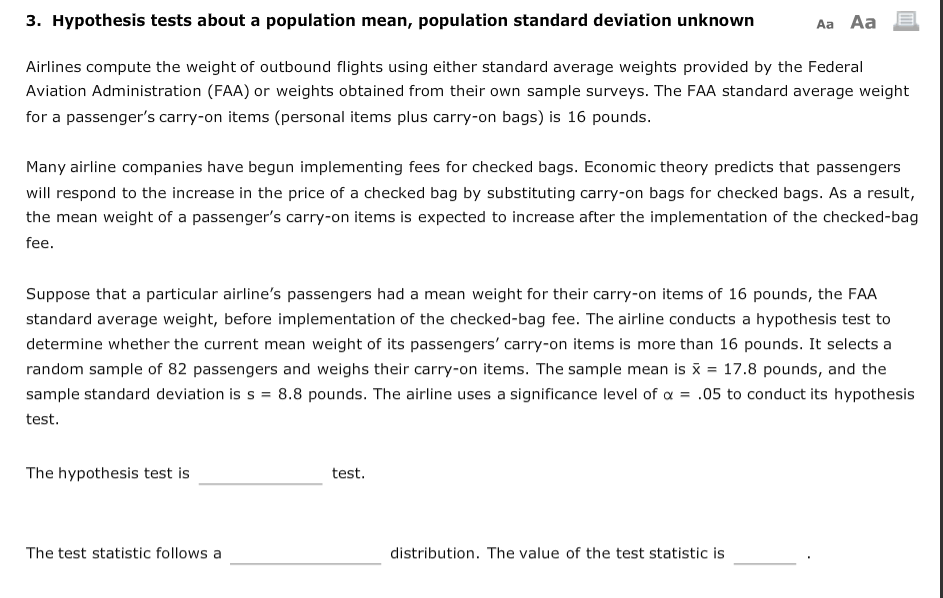 Solved 3. Hypothesis tests about a population mean, | Chegg.com
