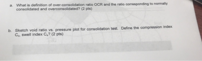 Solved What is definition of over-consolidation ratio OCR | Chegg.com