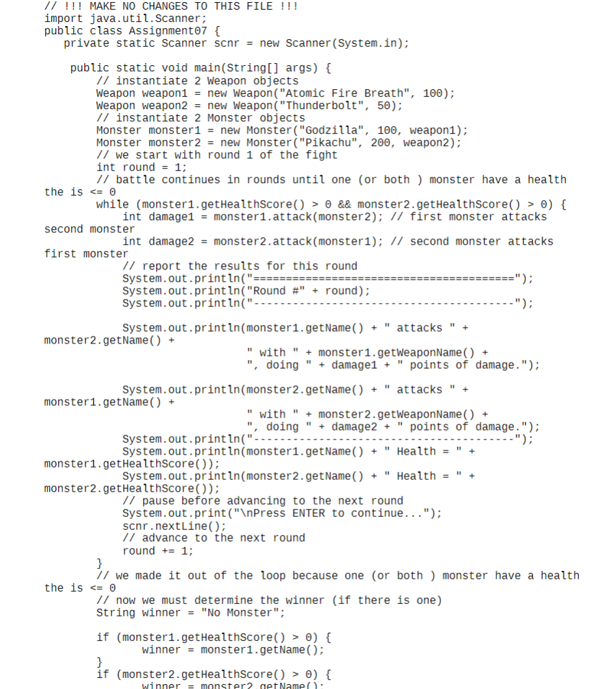 Solved Assignment 07 - Monsters You must work in alone on | Chegg.com