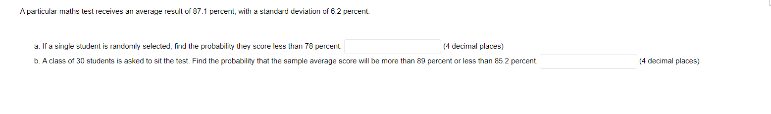 Solved A particular maths test receives an average result of | Chegg.com