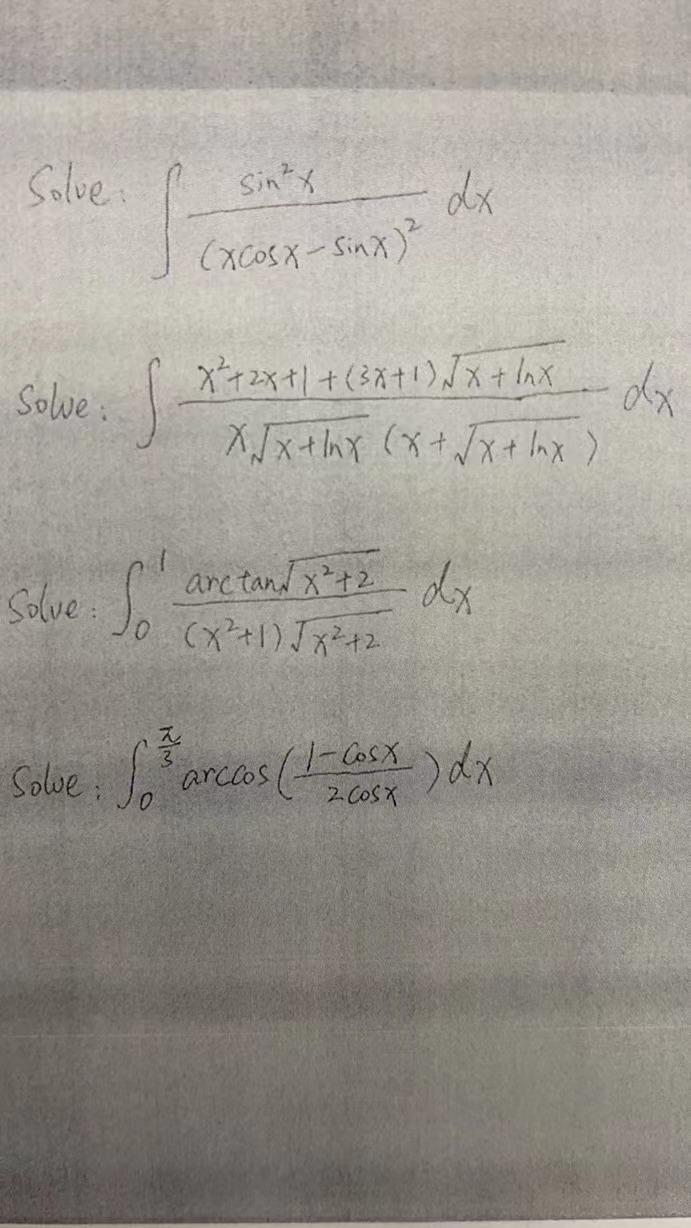 Solved Solve: ∫(xcosx−sinx)2sin2xdx Solve: | Chegg.com
