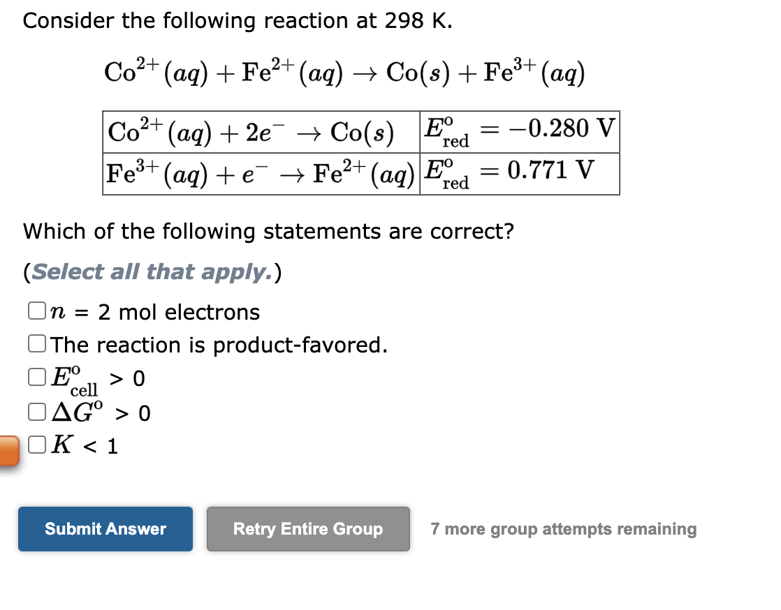 Solved Consider the following reaction at 298 K. | Chegg.com