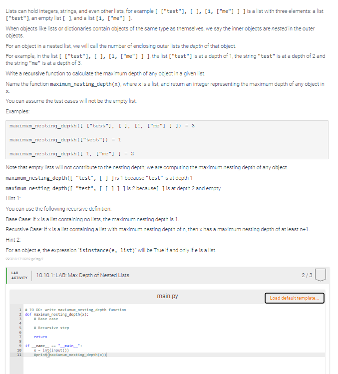 Solved Lists can hold integers, strings, and even other | Chegg.com