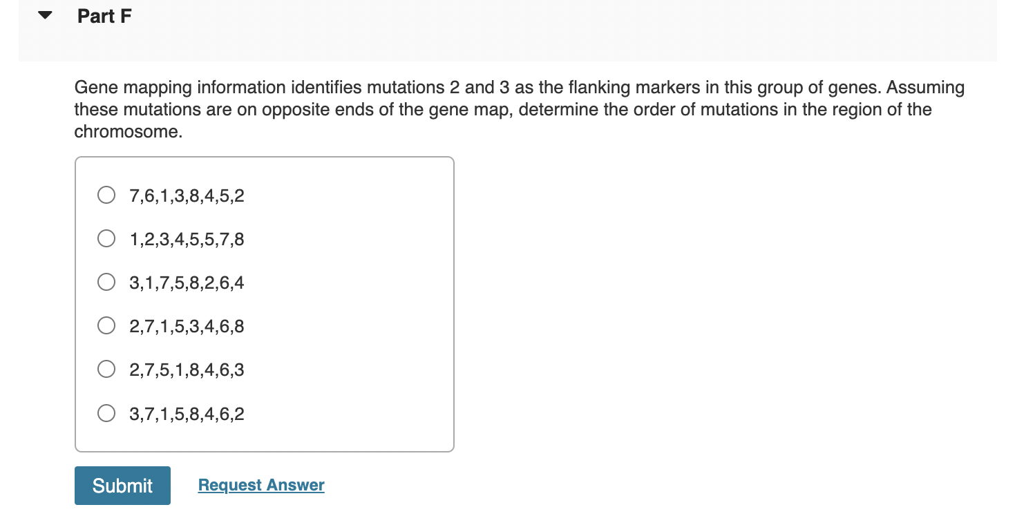 Solved Part F. Gene mapping information identifies mutations | Chegg.com