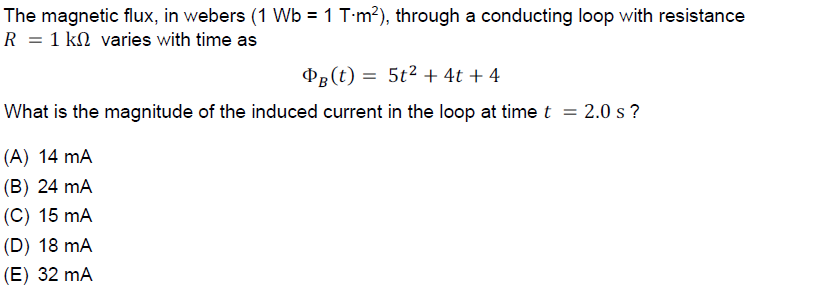Solved The magnetic flux, in webers (1 Wb = 1 T·m²), through | Chegg.com