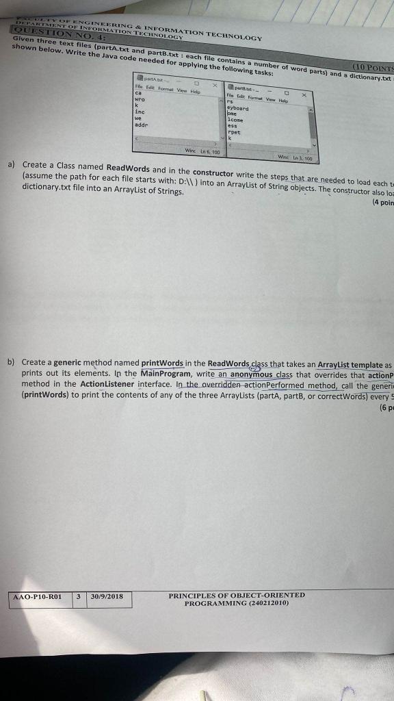 Solved Given three text files (partA.txt and partB.txt : | Chegg.com