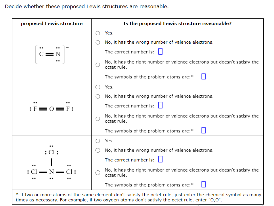 Solved Decide whether these proposed Lewis structures are | Chegg.com