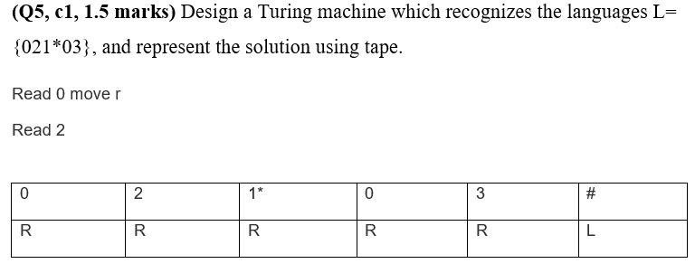 Solved (Q,c1,1.5 marks) Design a Turing machine which | Chegg.com