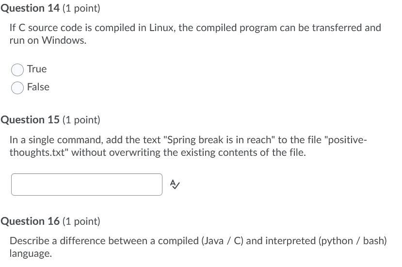 Solved Question 12 (1 point) Given the file below, write all | Chegg.com