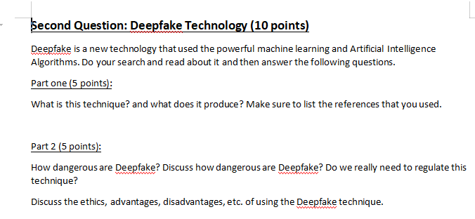 Solved Part 2 (5 points): How dangerous are Deepfake? | Chegg.com Solved Part 2 (5 points): How dangerous are Deepfake? | Chegg.com