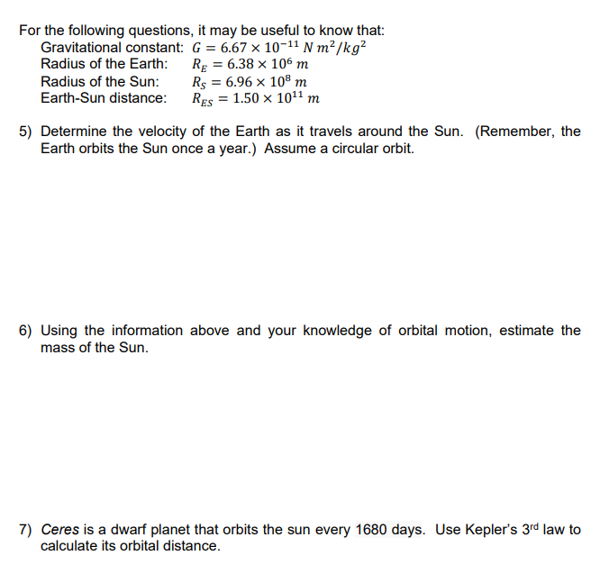 Solved For the following questions, it may be useful to know | Chegg.com