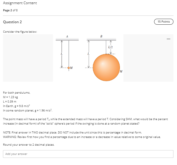 Solved Consider the figure below: For both pendulums, M=1.23 | Chegg.com