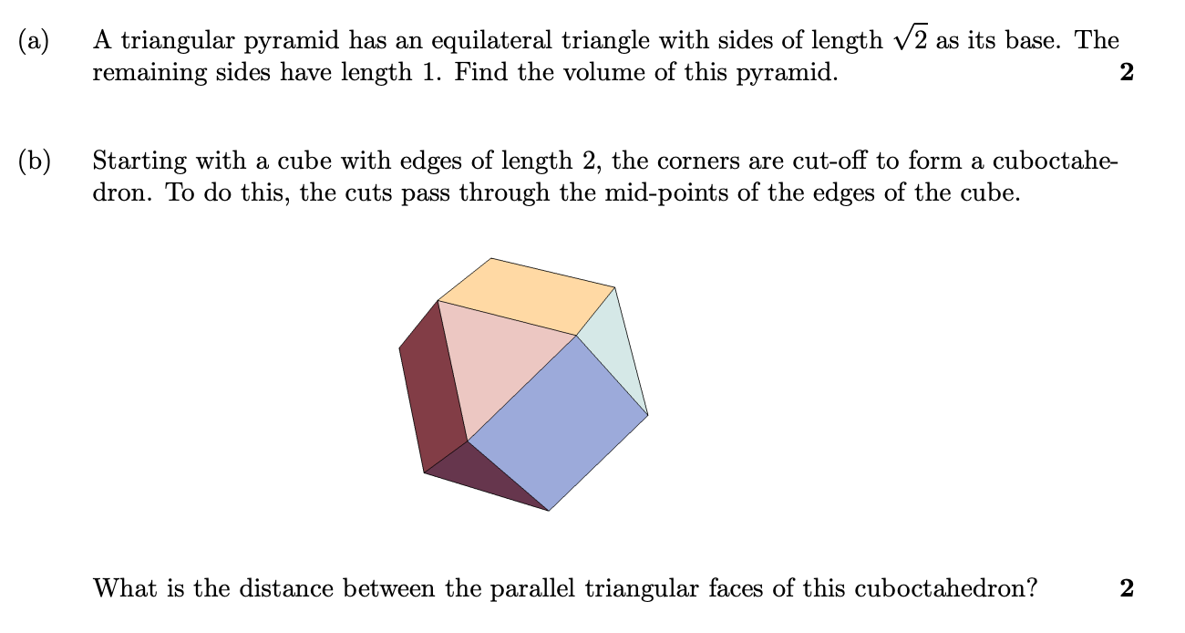 Solved (a) A triangular pyramid has an equilateral triangle | Chegg.com