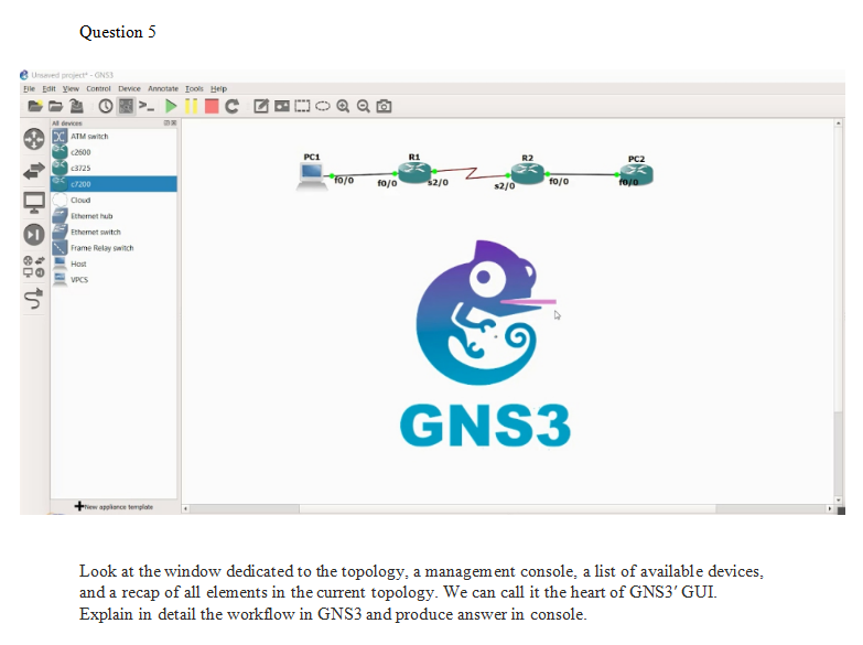 Solved Question 5 Unsaved project-GNS3 Eile Edit View | Chegg.com