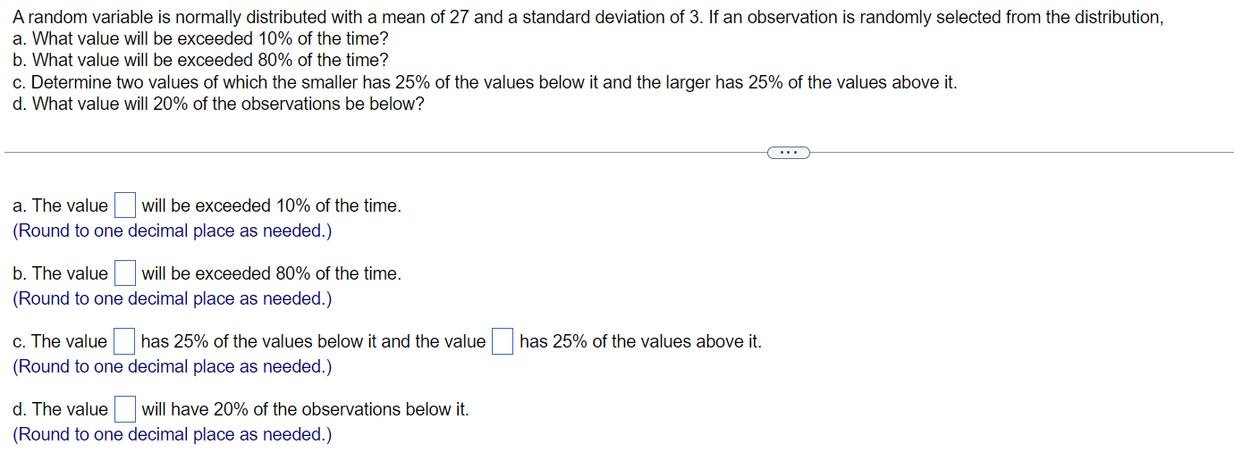 Solved A random variable is normally distributed with a mean | Chegg.com