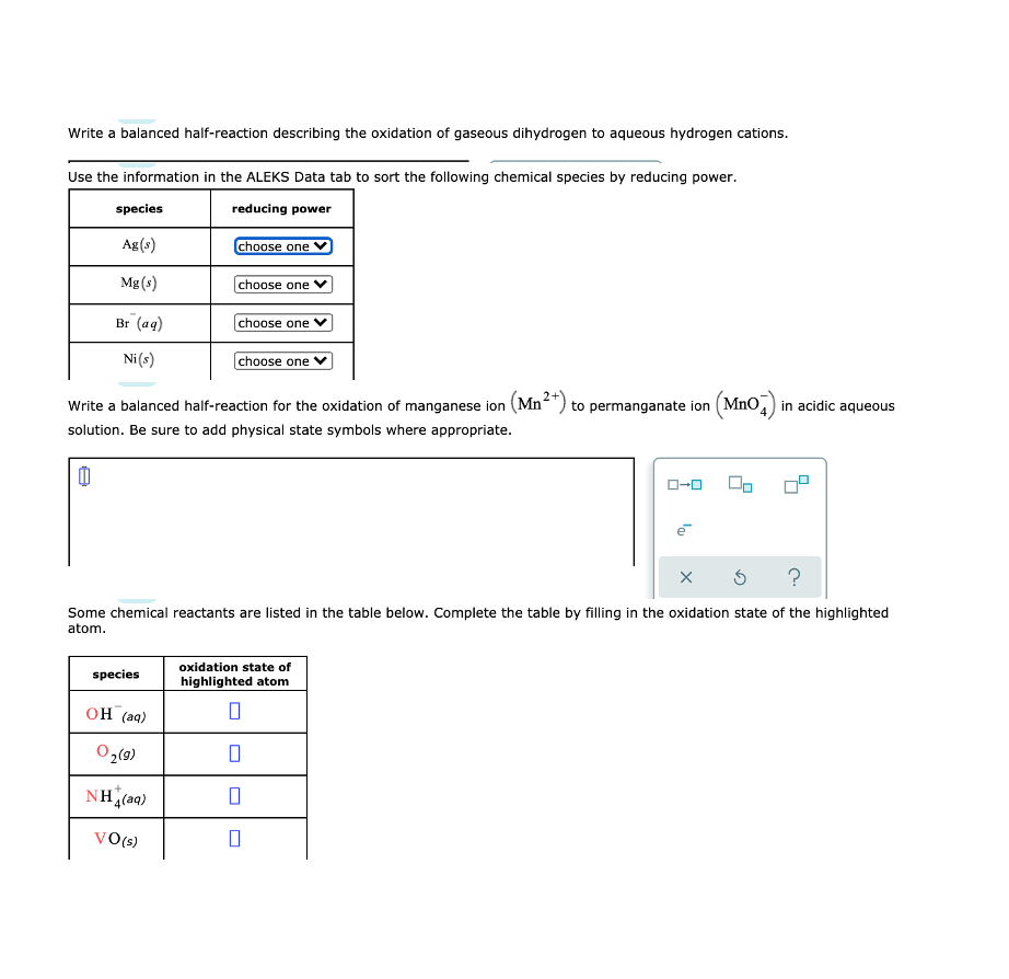 Solved Write A Balanced Half Reaction Describing The