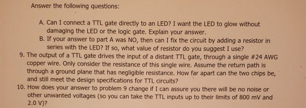 Solved --- TTL Gates - TTL gates are usually powered off of | Chegg.com