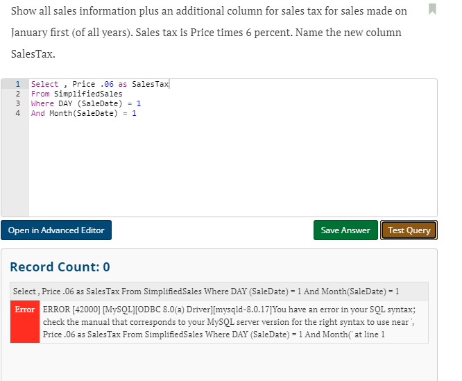 Solved Show all sales information plus an additional column | Chegg.com