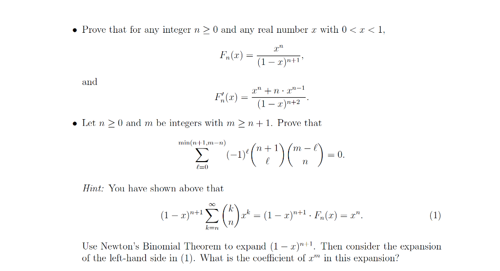 Solved Question 8: For any integer n 0 and any real number x | Chegg.com
