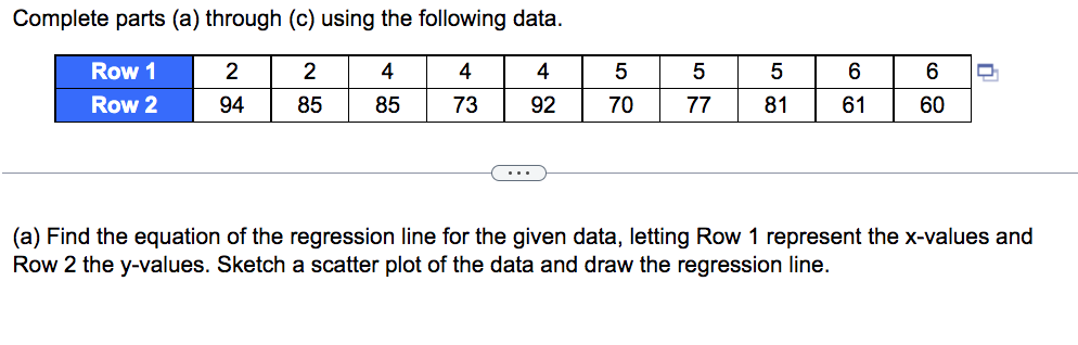 Solved Complete parts (a) through (c) using the following | Chegg.com