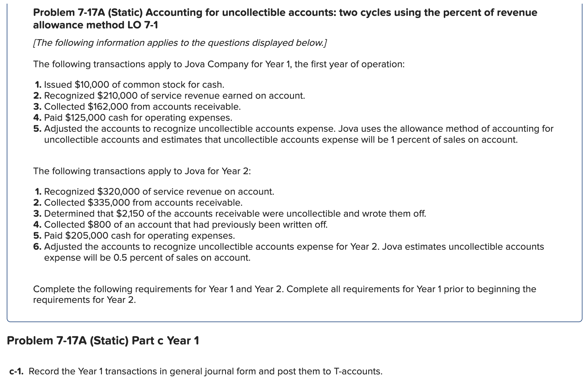 Solved Problem 7-17A (Static) Accounting for uncollectible | Chegg.com
