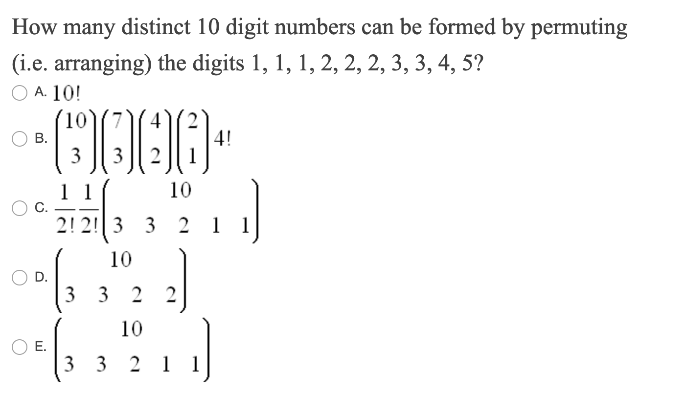 Solved How many distinct 10 digit numbers can be formed by | Chegg.com