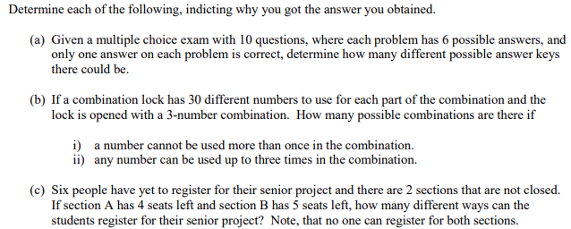 Solved Determine each of the following, indicting why you | Chegg.com