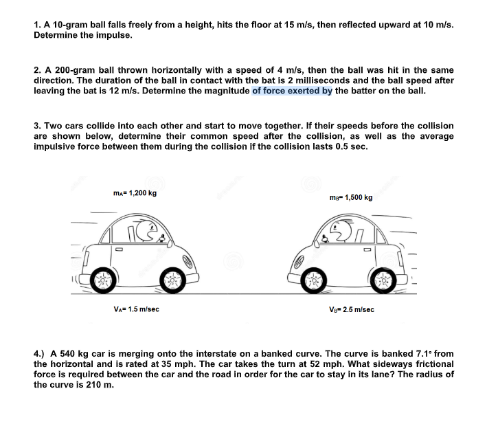 Solved 1. A 10-gram ball falls freely from a height, hits | Chegg.com