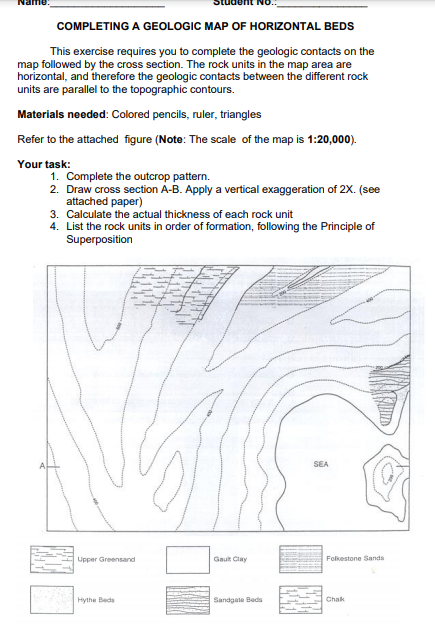 Solved COMPLETING A GEOLOGIC MAP OF HORIZONTAL BEDS This | Chegg.com