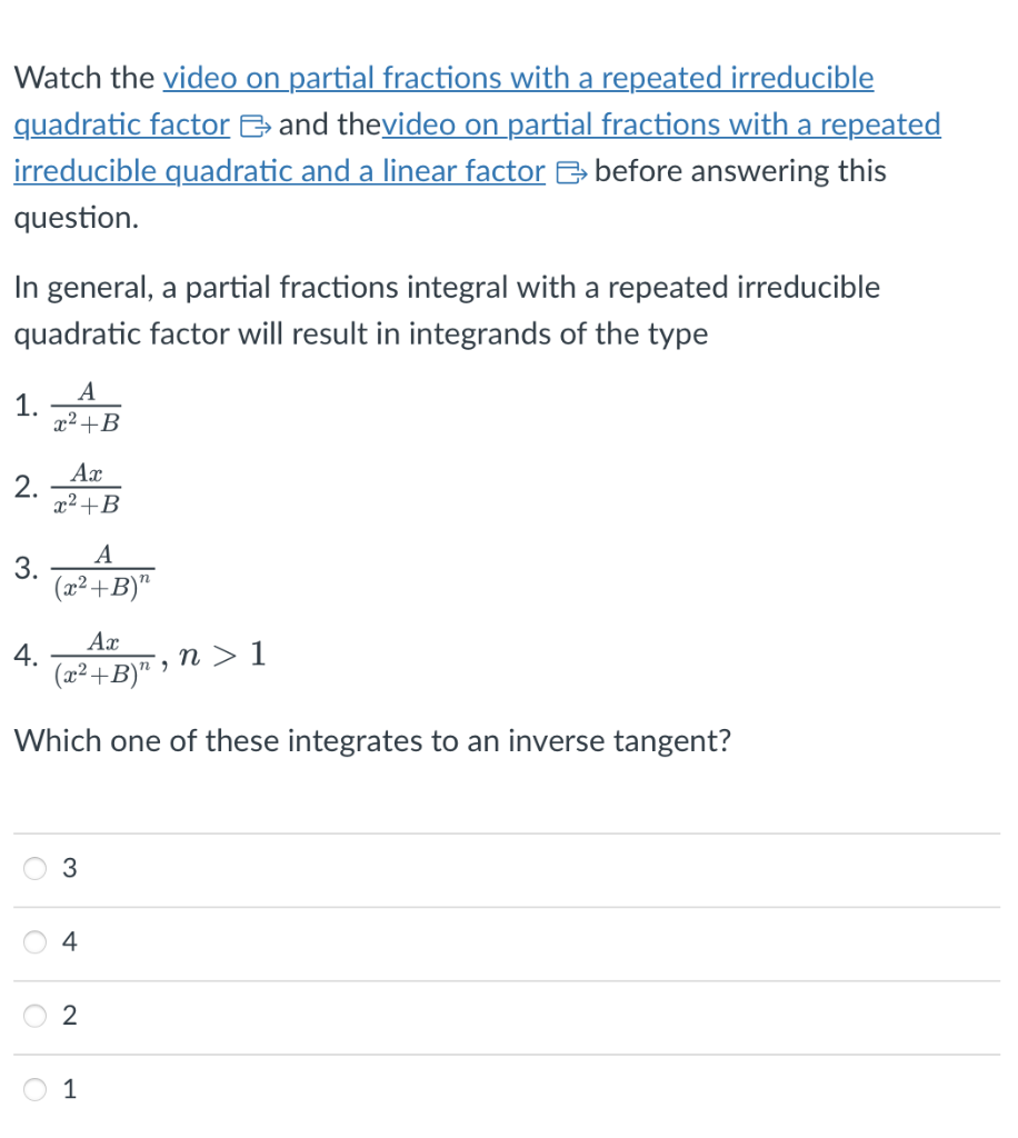 Solved Watch the video on partial fractions with a repeated | Chegg.com