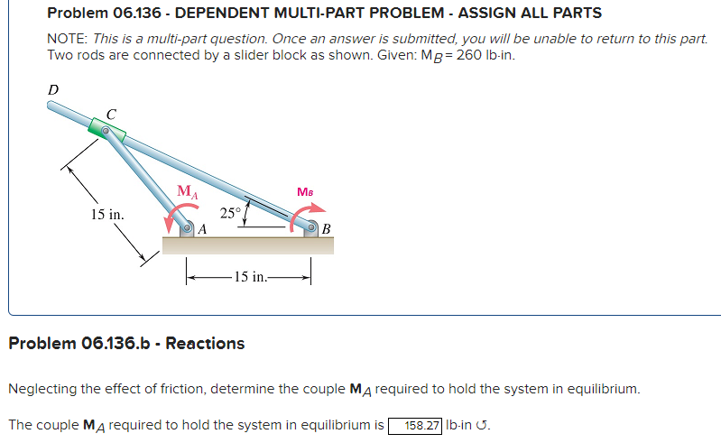 Solved Problem 06.136 - DEPENDENT MULTI-PART PROBLEM - | Chegg.com