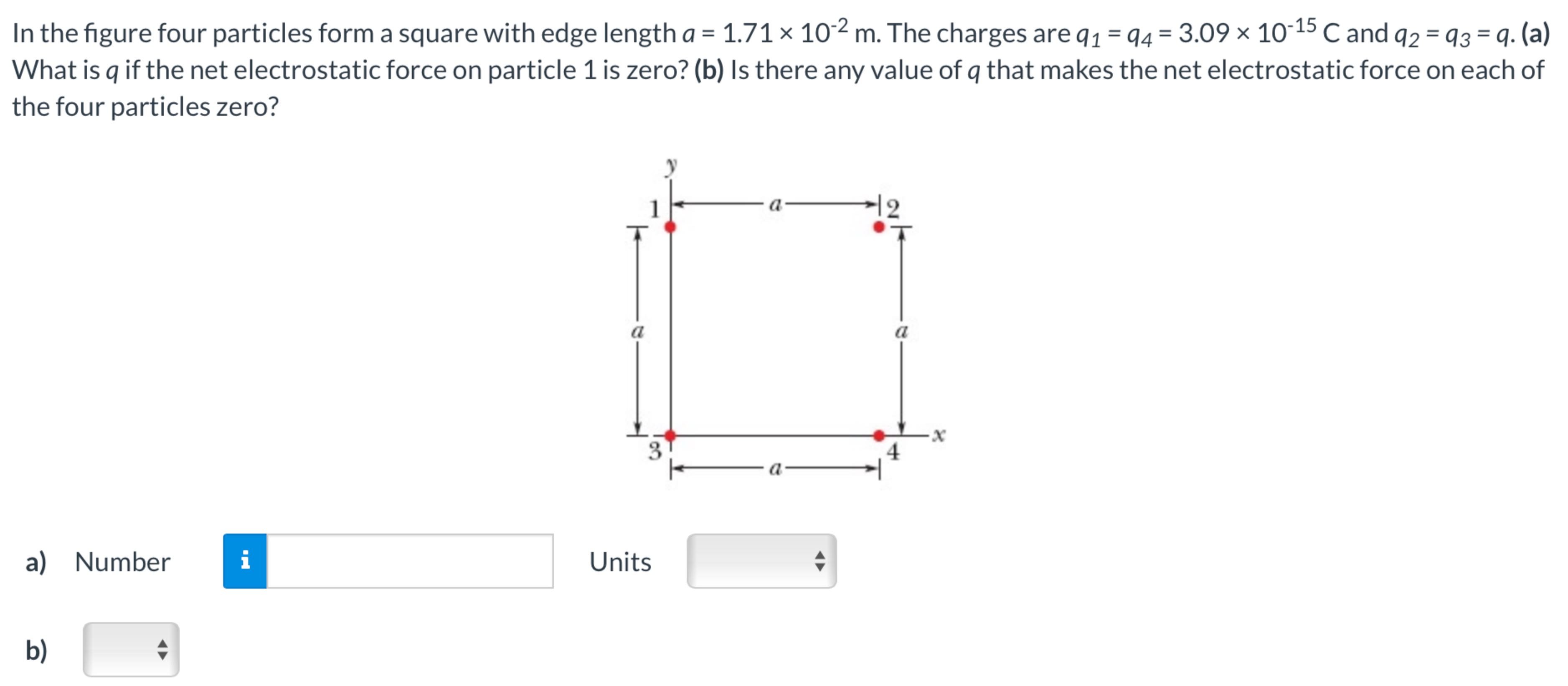 Solved In the figure four particles form a square with edge | Chegg.com