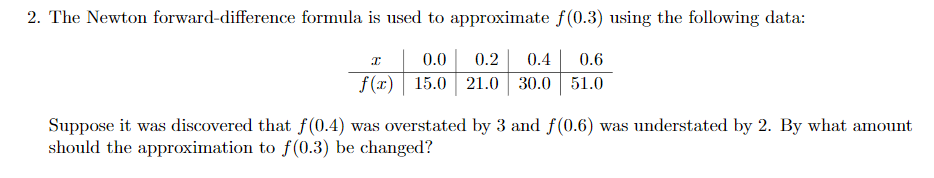 Solved 2. The Newton forward-difference formula is used to | Chegg.com