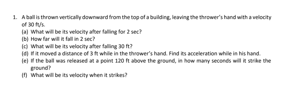 Solved A ball is thrown vertically downward from the top of | Chegg.com