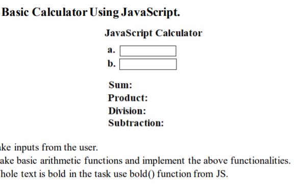 Solved Basic Calculator Using JavaScript. JavaScript | Chegg.com