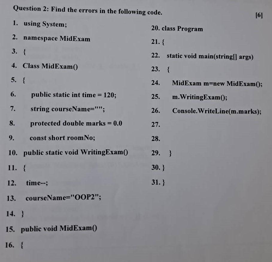 Solved C# Programming: Find error in the following Code: And | Chegg.com
