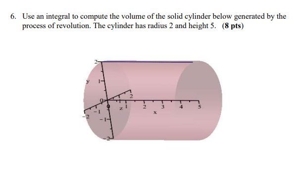 Solved 6. Use an integral to compute the volume of the solid | Chegg.com