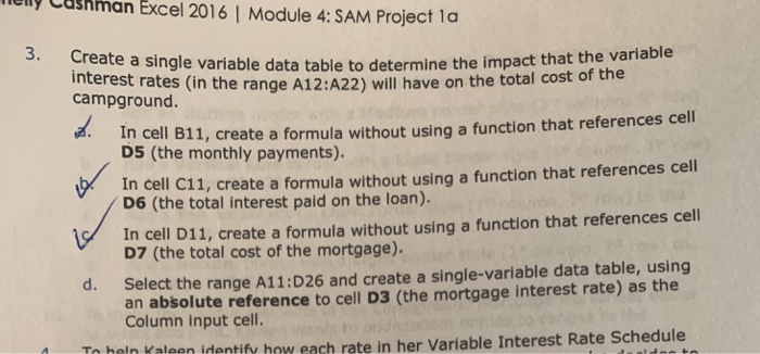 Solved 2016 | Module 4: SAM Project la elly Cashman Excel 3. | Chegg.com