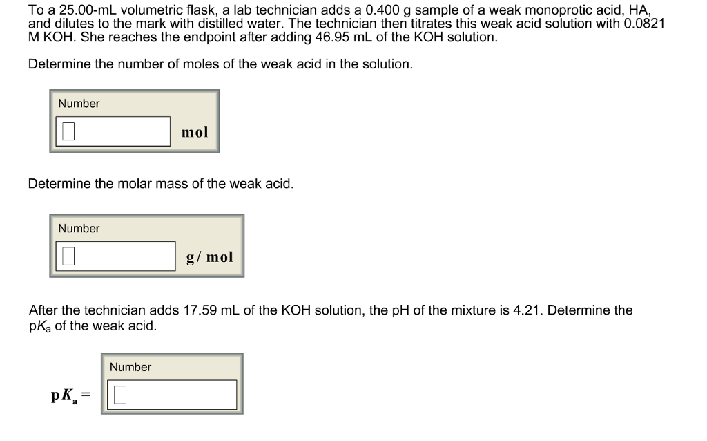Solved To a 25.00-mL volumetric flask, a lab technician adds | Chegg.com
