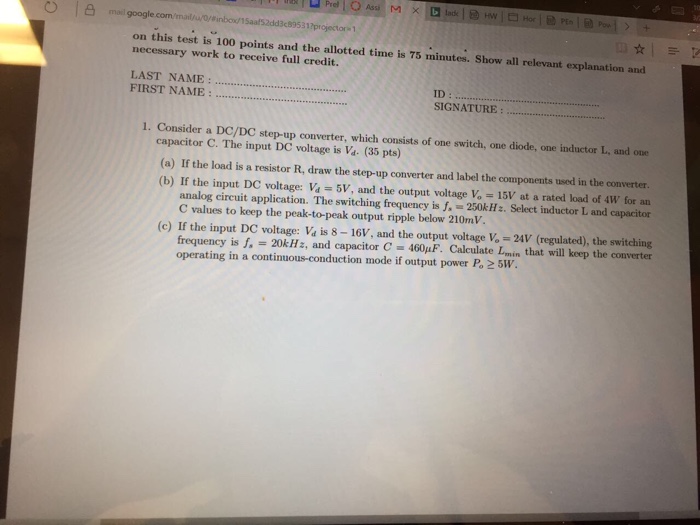 Solved Consider a DC/DC step-up converter, which consists of | Chegg.com